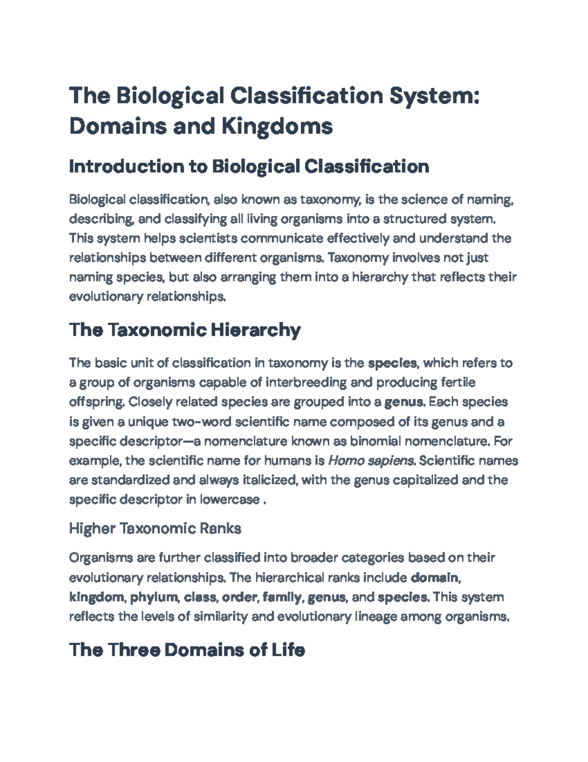 Biological Classification: Domains and Kingdoms Overview - The ...