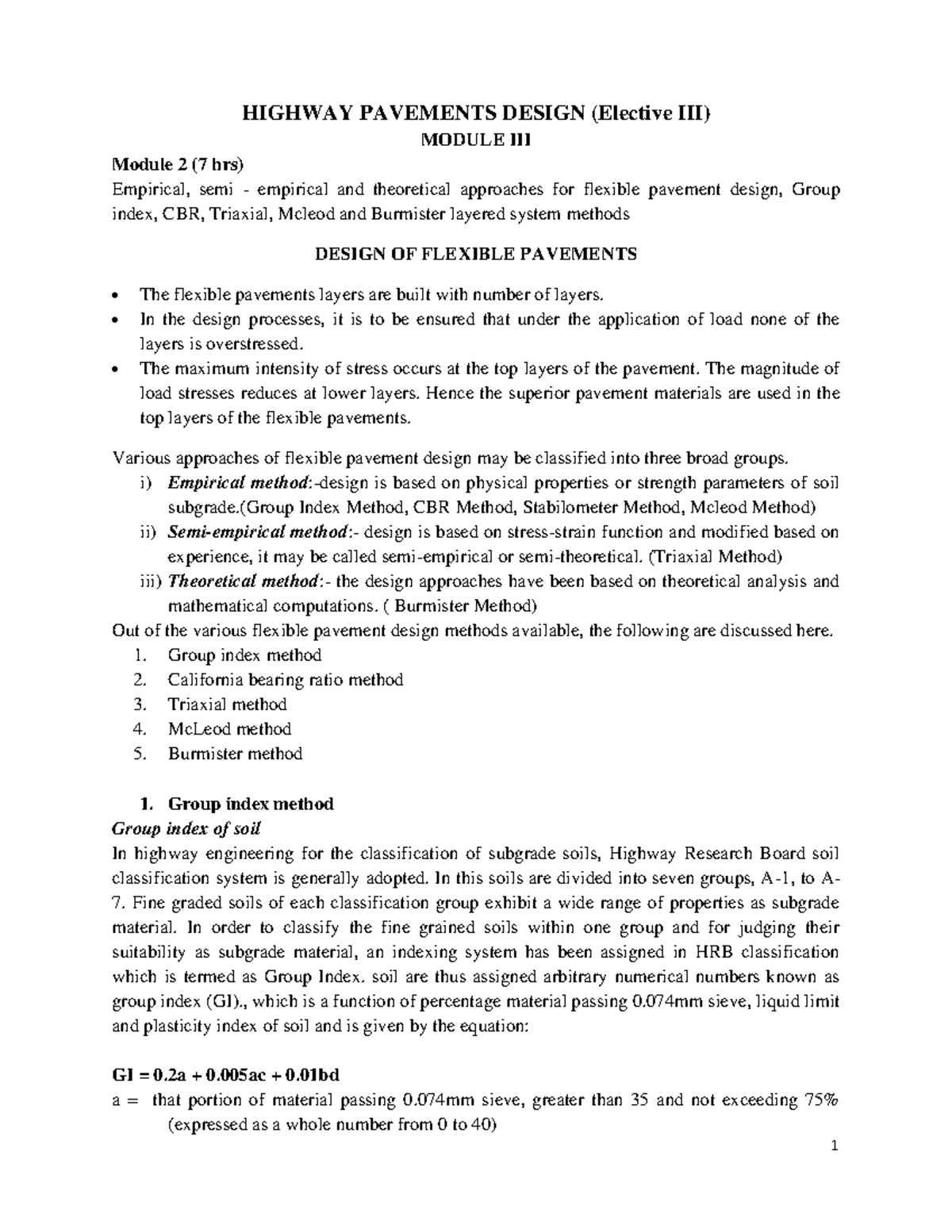 HPD Module 3 - Flexible Pavement Design Techniques as per KTU - Studocu