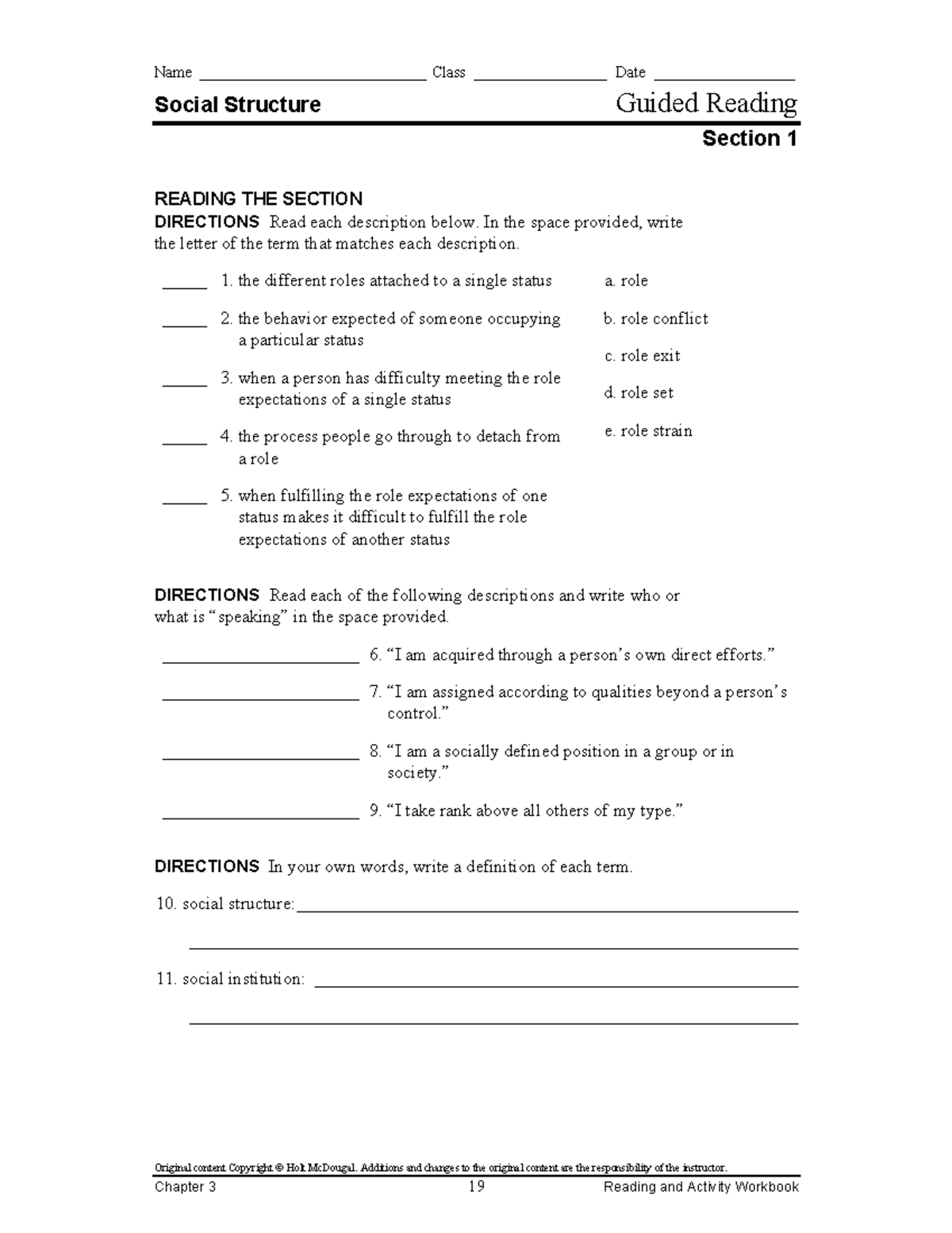 3-1 Sociology Guided Reading: Social Structure Section 1 - Studocu