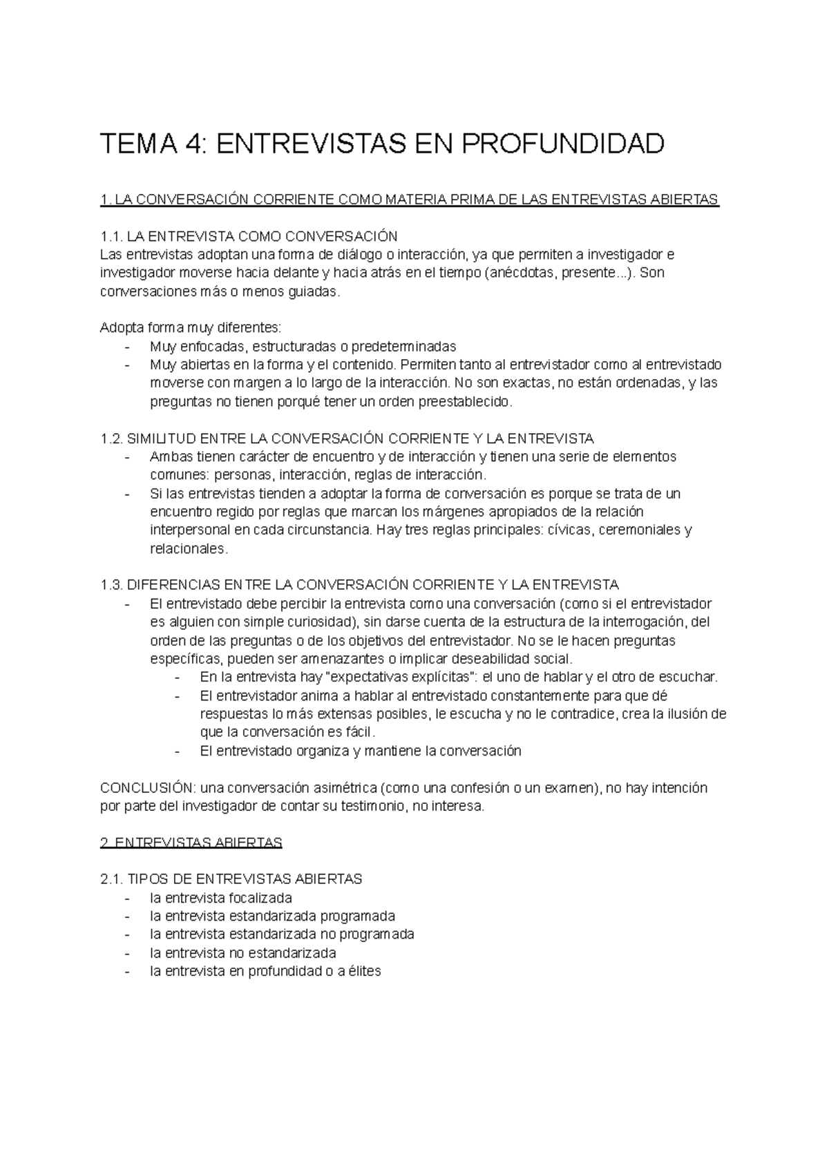 T4, T5 y T6 Cualitativas - TEMA 4: ENTREVISTAS EN PROFUNDIDAD 1. LA ...