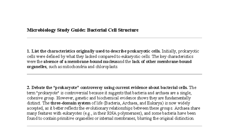 Microbiology Study Guide Bacterial Cell Structure Function Analysis