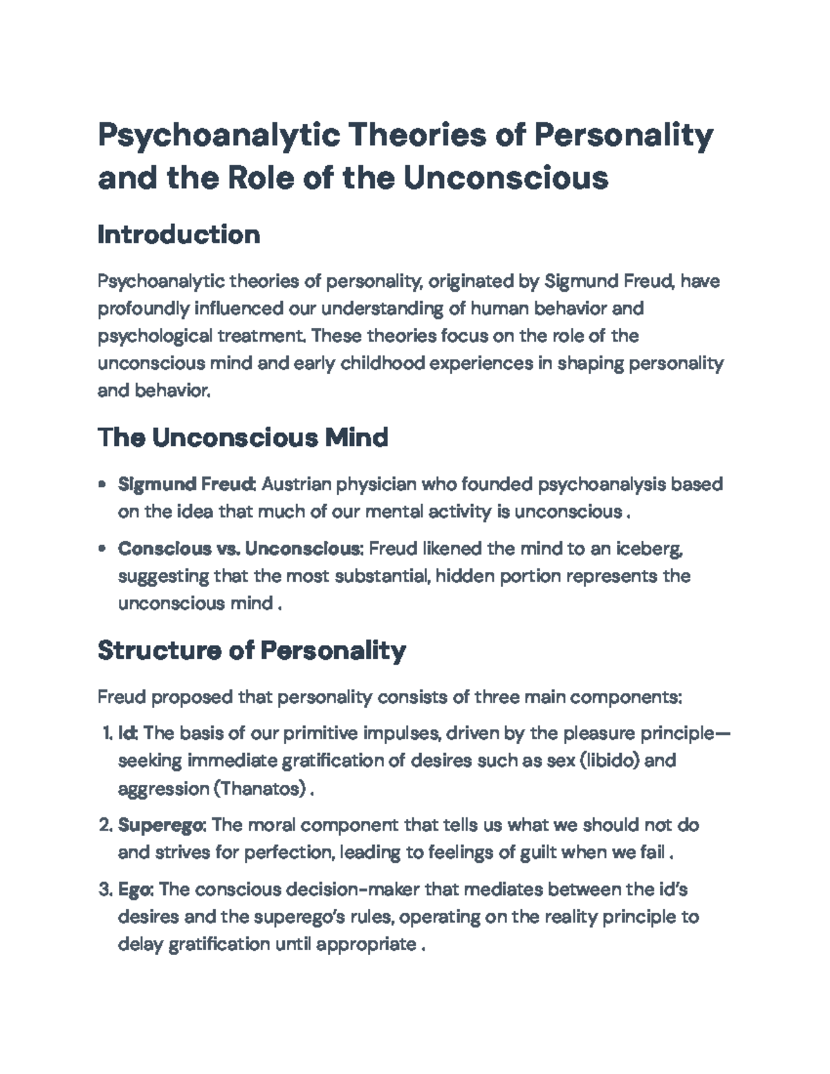 Psychoanalytic Theories of Personality: Exploring the Unconscious Mind ...