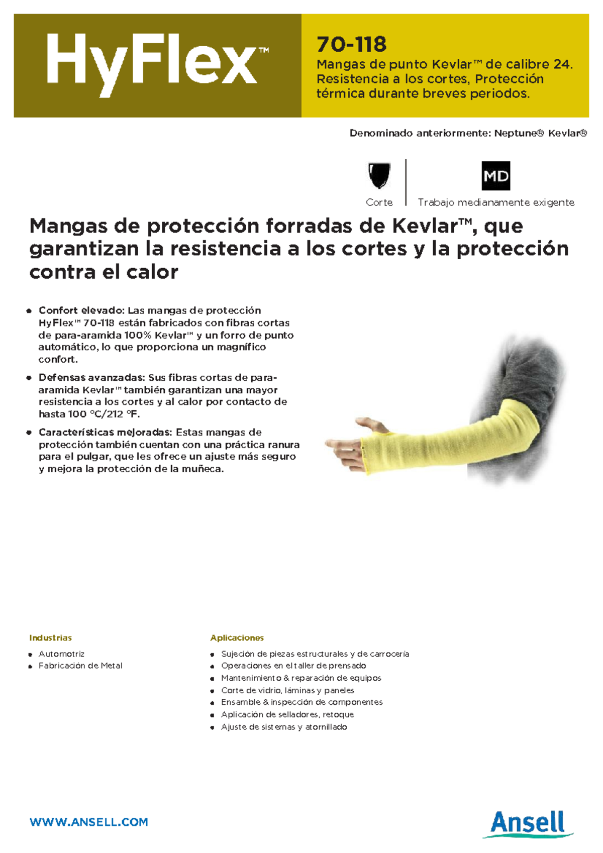 Hyflex-70-118 pds mx - Ficha Técnica de Mangas de Protección EPP - Studocu