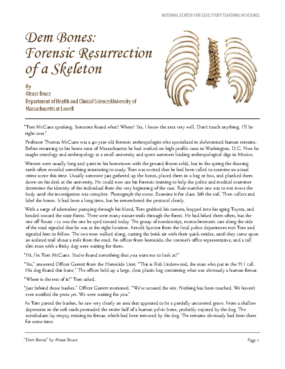 NATIONAL CENTER FOR CASE STUDY TEACHING IN SCIENCE: Dem Bones ...