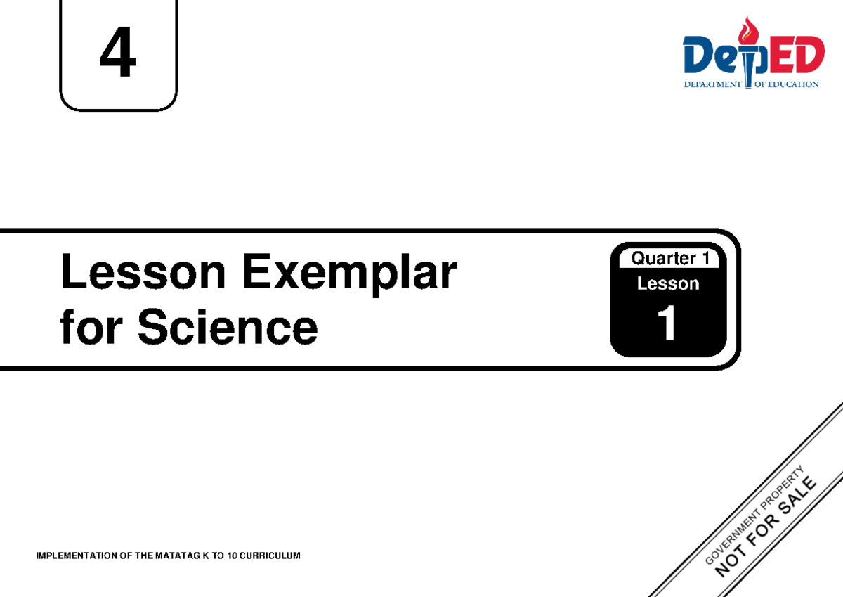 Q1 LE Science 4 Lesson 1: Implementation of MATATAG K to 10 Curriculum ...