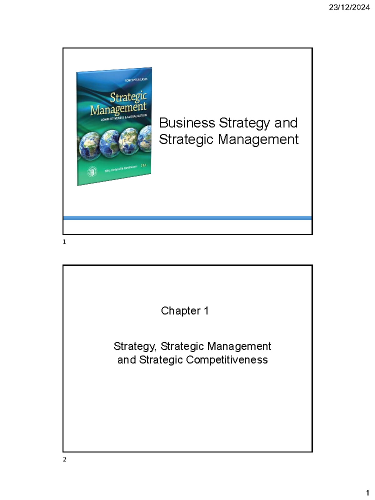 Strategic Management 1: Chapter 1 - Strategy & Competitiveness Overview ...