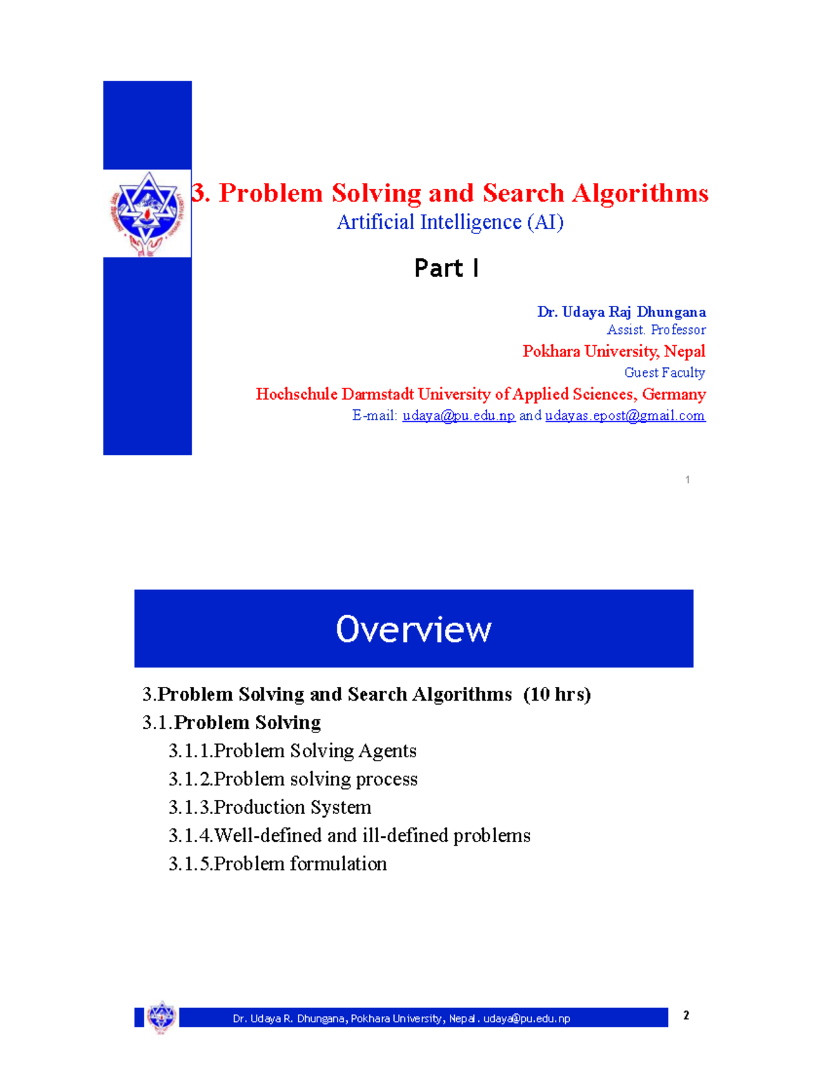 CH-3 Problem Solving and Search Algorithms in AI: A Comprehensive Overview - Studocu