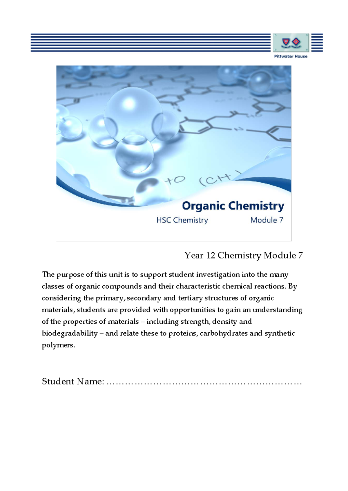 Module 7 Organic Chemistry Student Workbook: Key Concepts & Practices ...