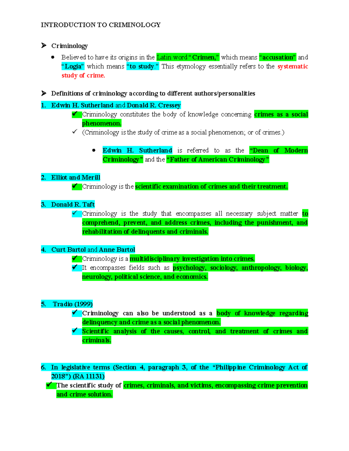 CRIM 101 Final Exam Reviewer: Introduction to Criminology - Studocu