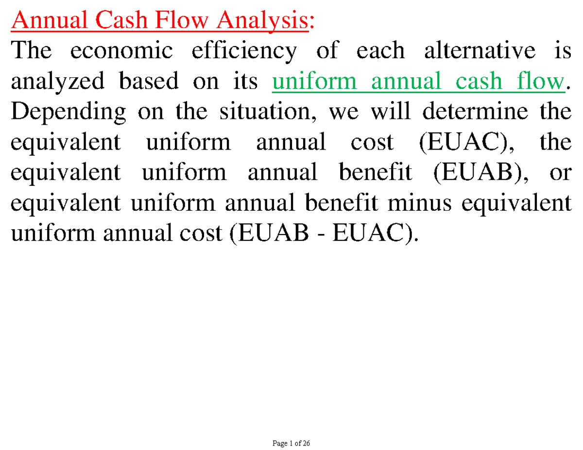 2.5.1. Chapter 6: Annual Cash Flow Analysis & EUAC Calculations - Studocu