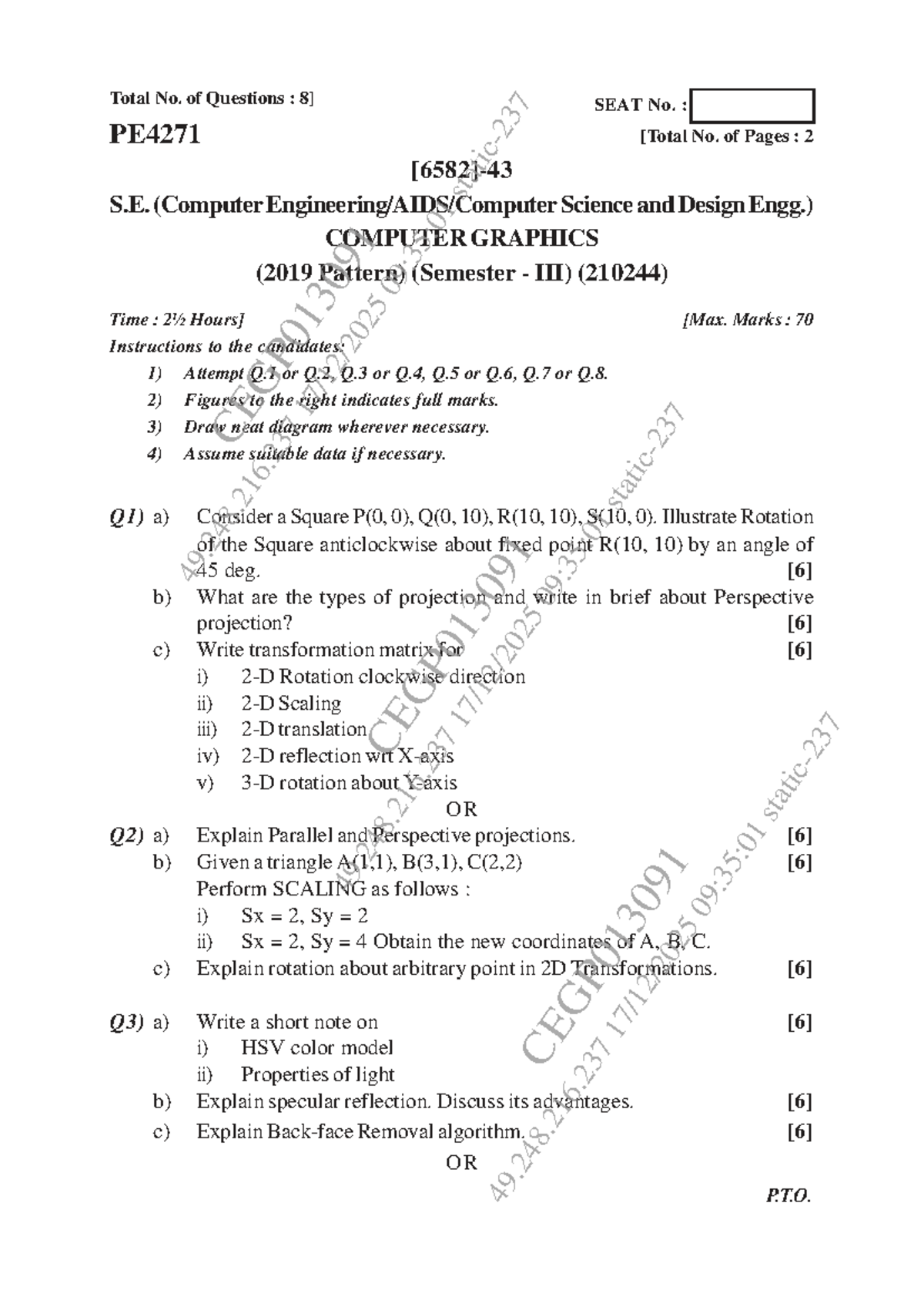 PE4271 Computer Graphics Final Exam Notes: Key Concepts ...