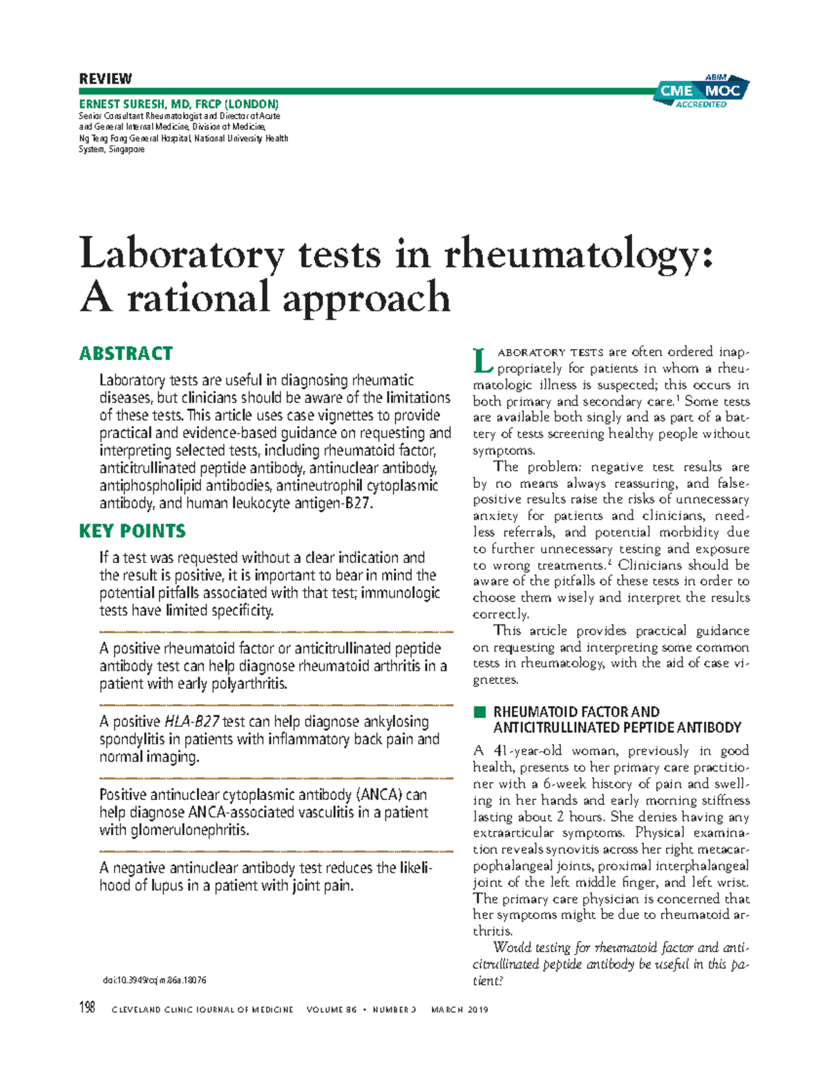 Uso laboratotio reumatologia - Laboratory tests in rheumatology: A ...