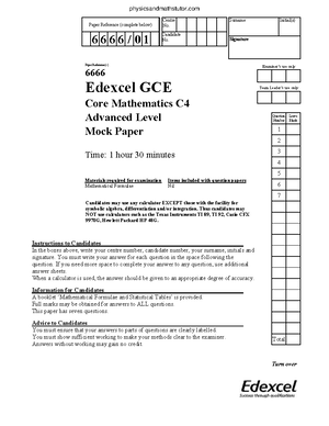 P4 June 2020 - Pearson Edexcel IAL Maths Exam Paper - Please check the ...