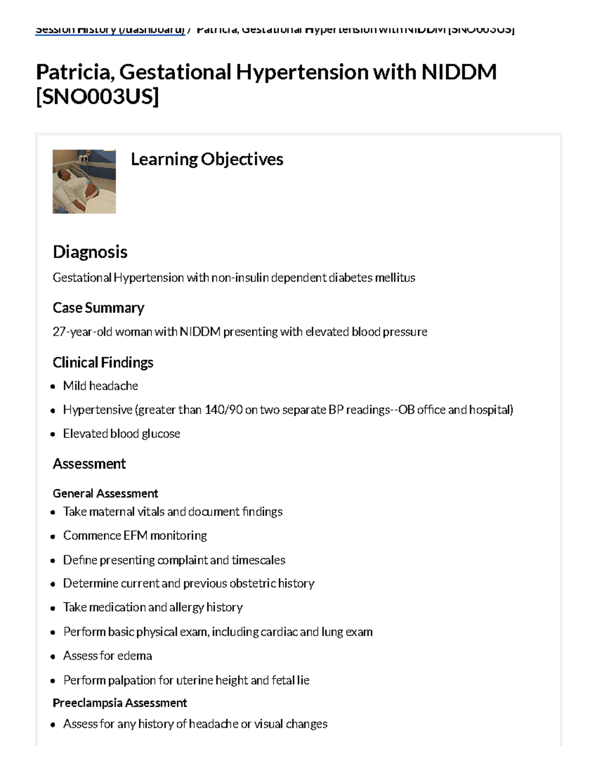 Patricia: Gestational Hypertension with NIDDM - SNO003US Case Study ...