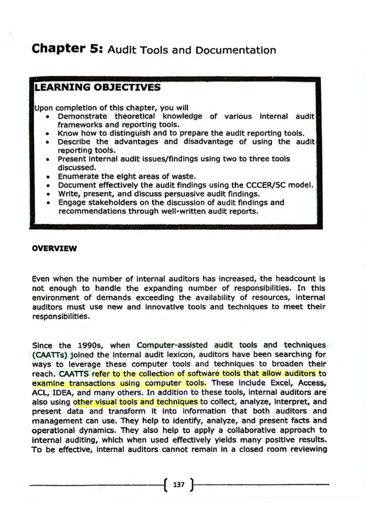 Audit Tools and Documentation: Operations Auditing (Chapter 5) - Studocu