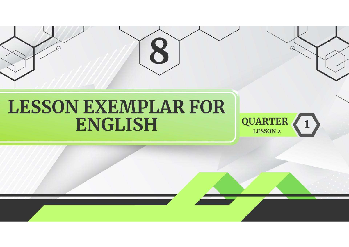 ENGLISH GRADE 8 QUARTER 1 LESSON EXEMPLAR: POINT OF VIEW & CONFLICT ...