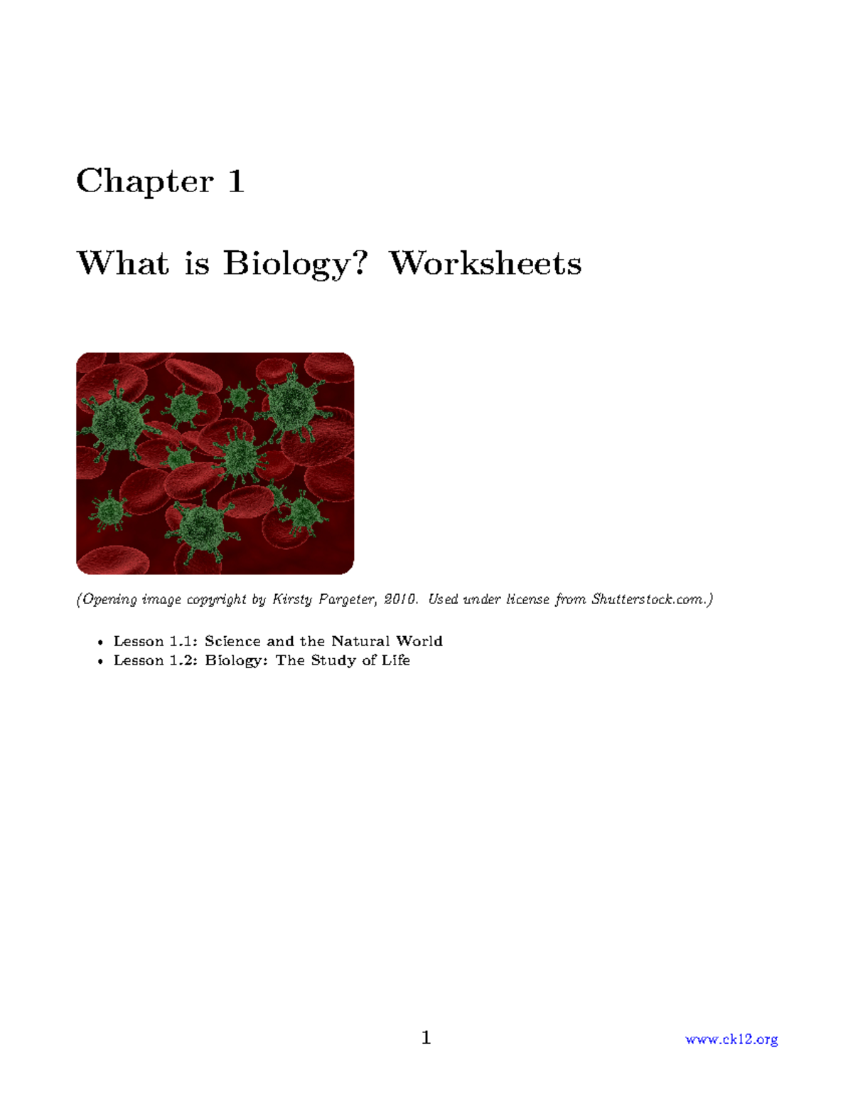 Biology 101 Chapter 1 Worksheet: Fundamentals of Life Sciences - Studocu
