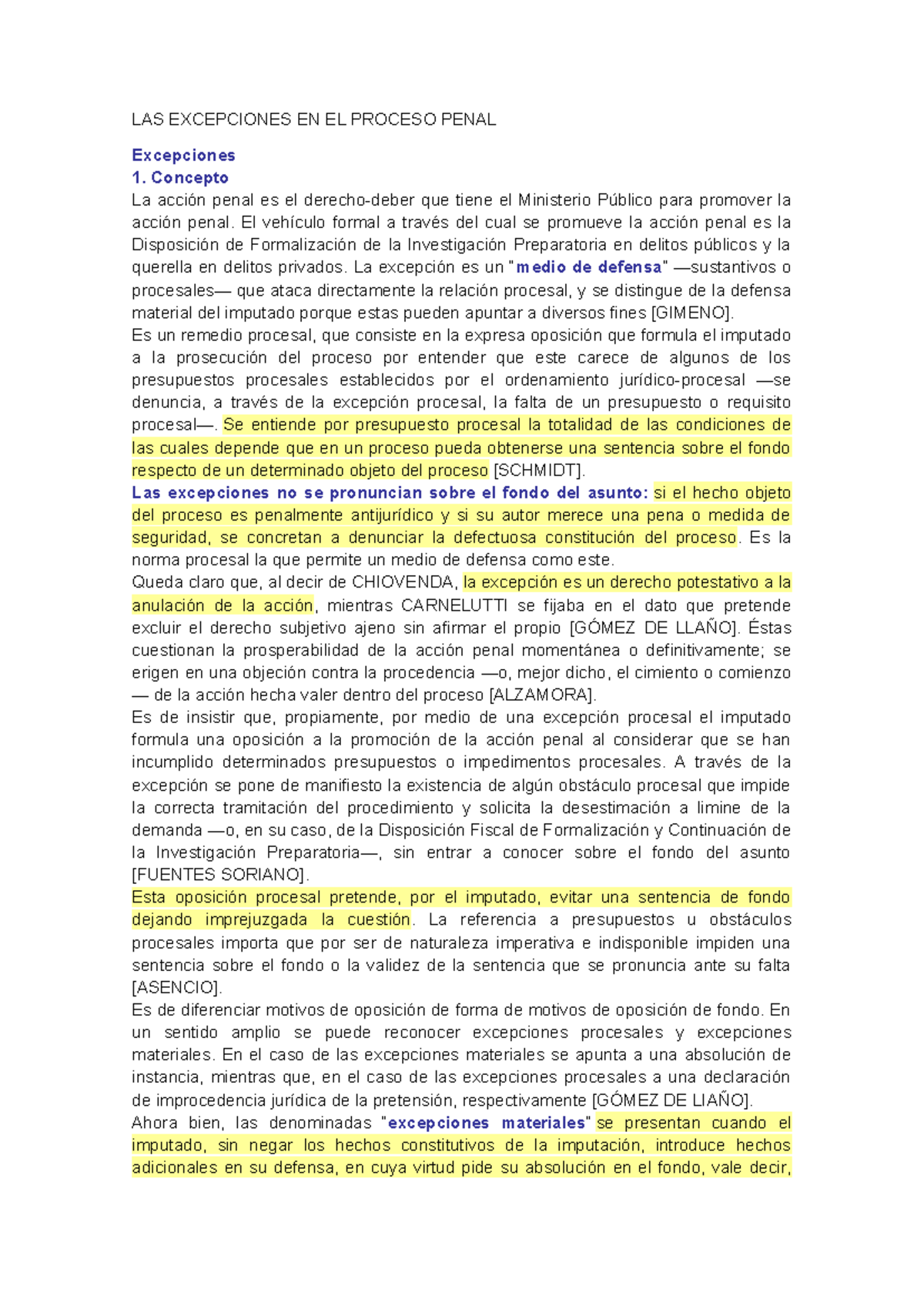 LAS Excepciones Procesales en el Proceso Penal (LAS) - Studocu