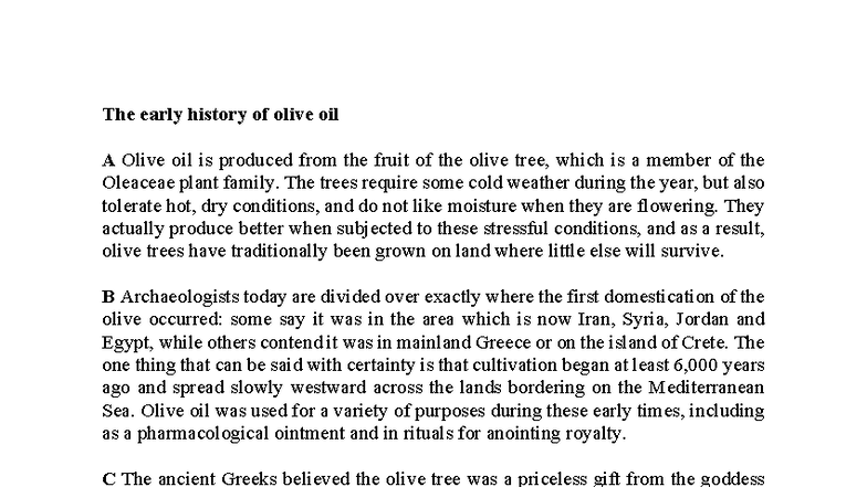 VOL7-TEST 2 - Reading Comprehension on Olive Oil History and Class Size ...