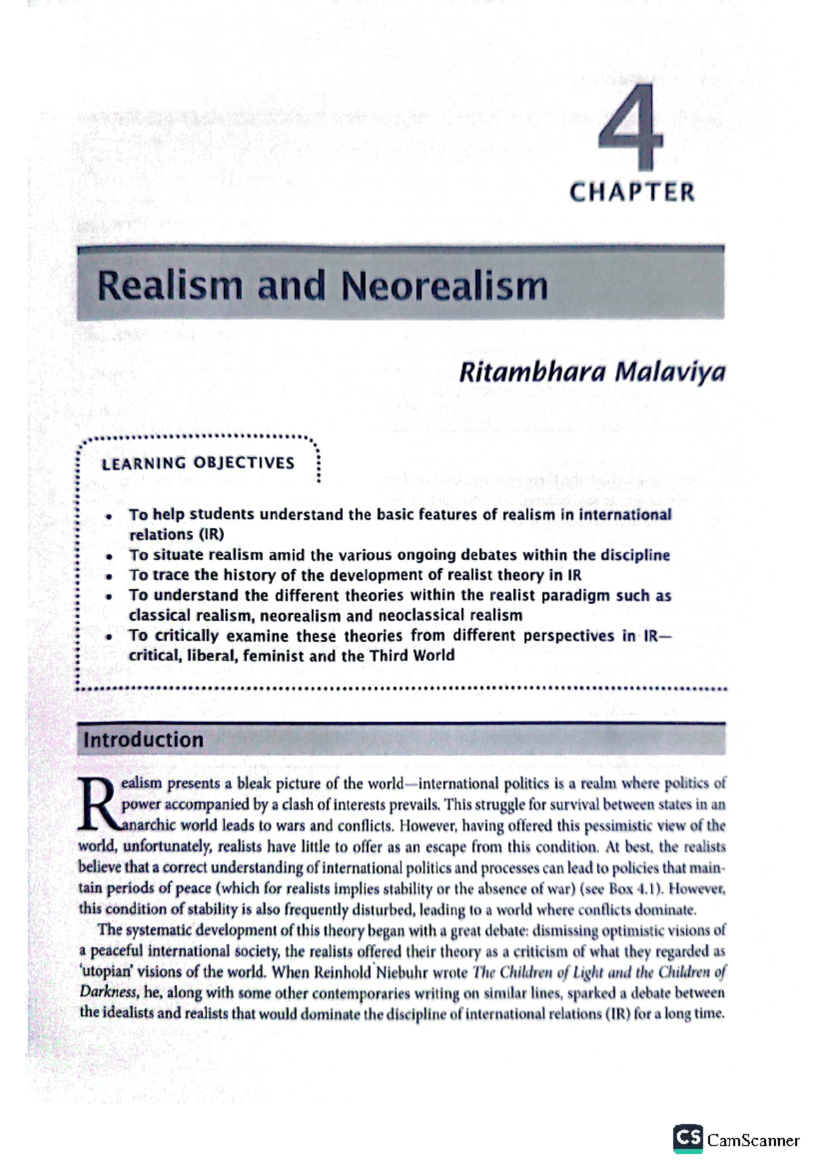 CS 60 Realism and Neorealism: Key Theories and Perspectives - Studocu