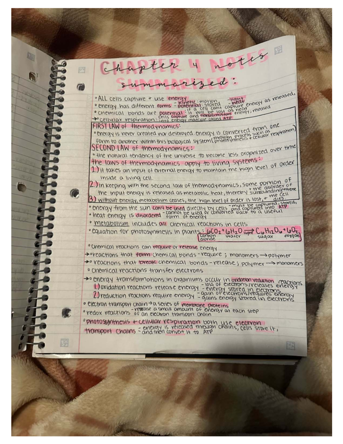 CHAPTER 4 Summary: Energy Transformations in Cells - GHW8891 - Studocu