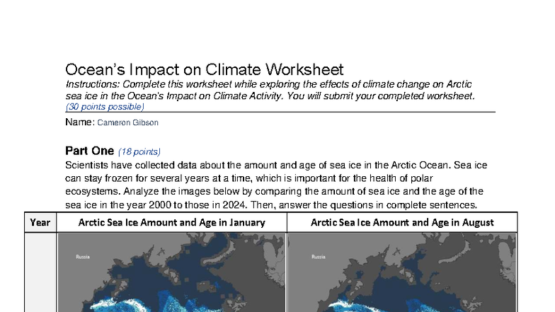 Arctic Sea Ice Impact Worksheet - FLVS Marine Science - Studocu