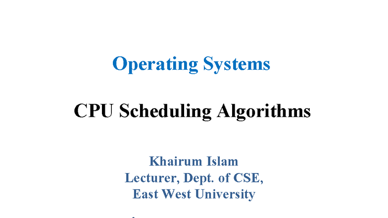 CSE325 CPU Scheduling Algorithms Overview - KRI - Studocu