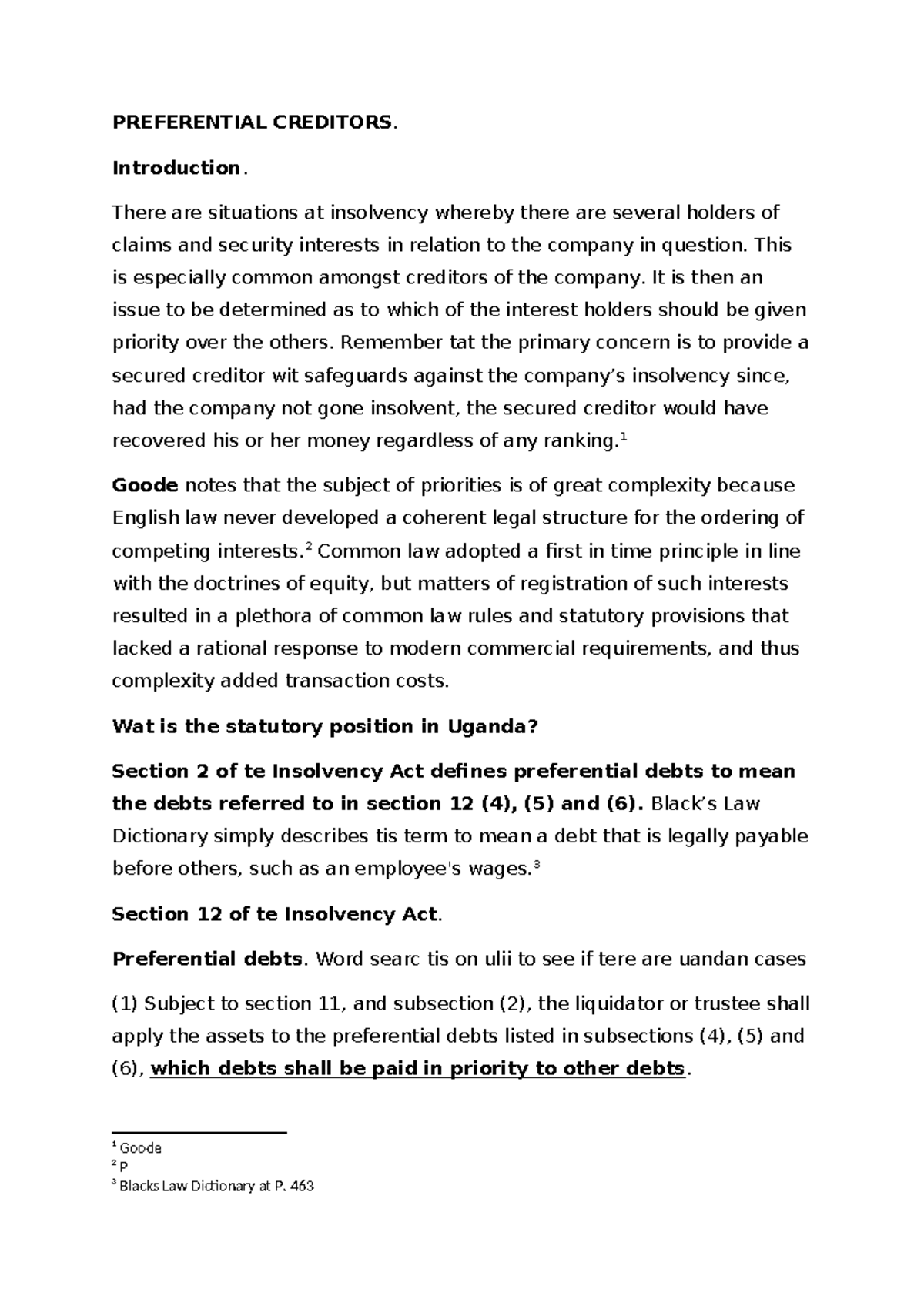 Insolvency Law: Understanding Preferential Creditors and Their Rights ...