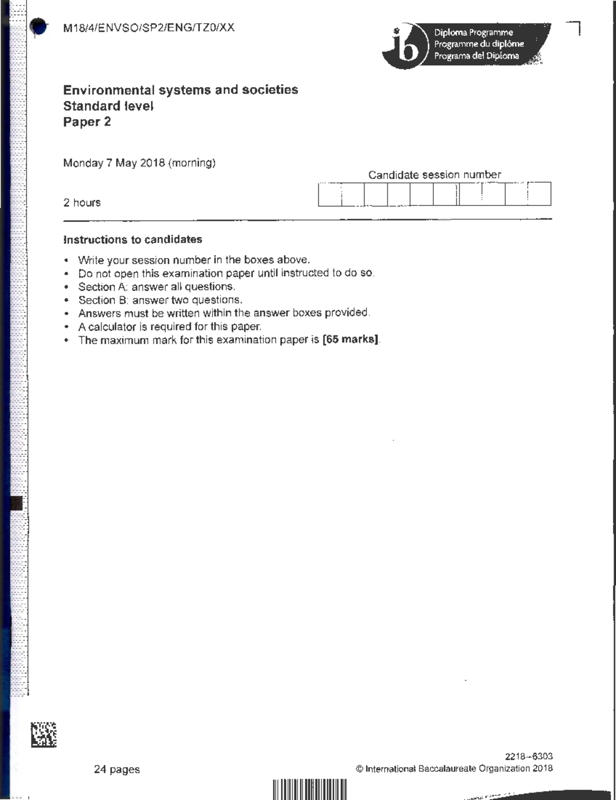 ESS Paper 2 May 2018: Environmental Systems & Societies Exam Insights ...
