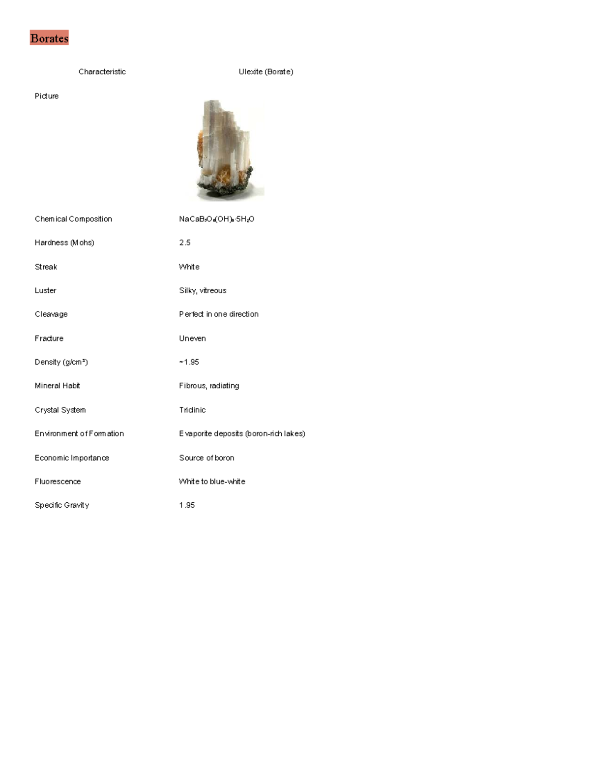 Rocks and Minerals Study Guide: Characteristics and Economic Importance ...