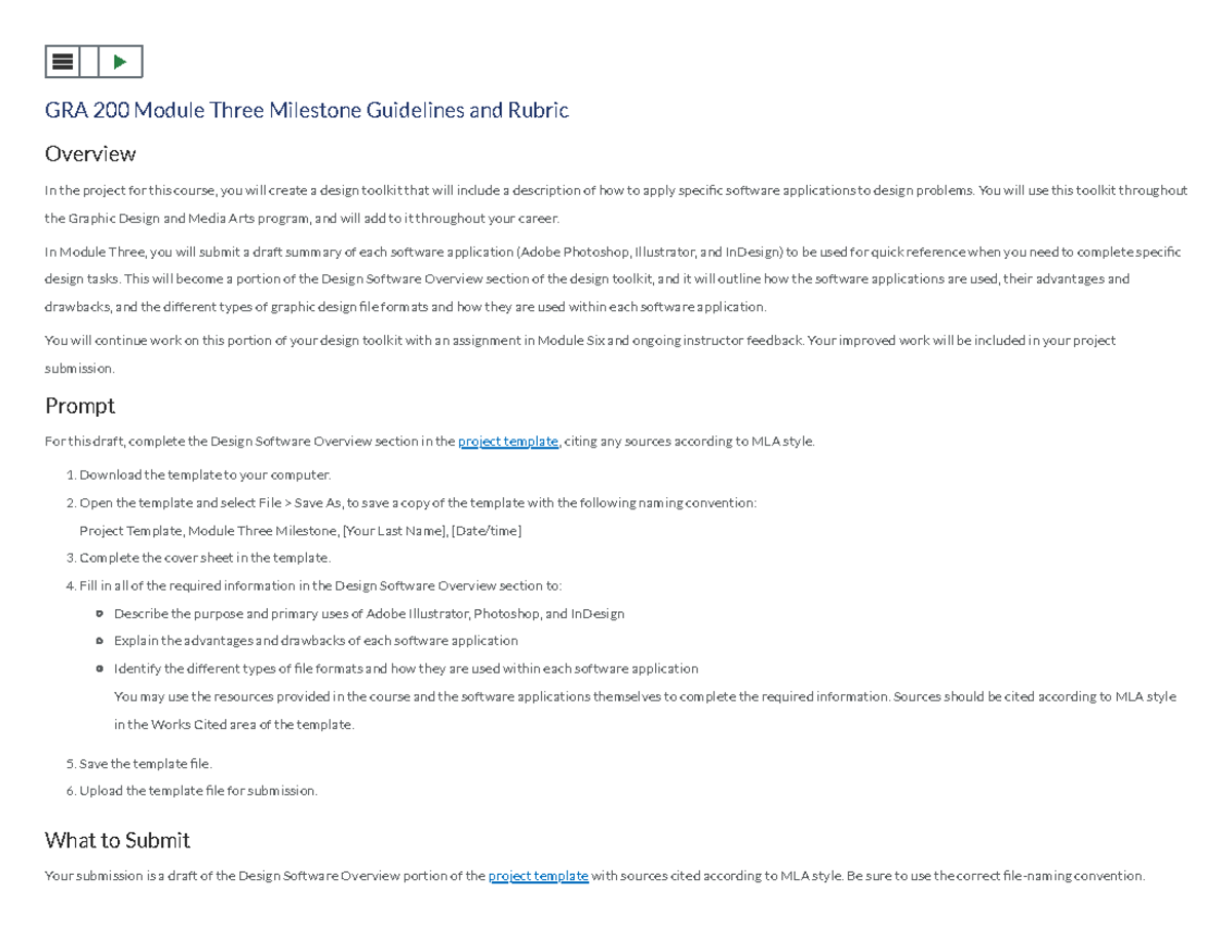 GRA 200 Module 3 Milestone Project Guidelines & Rubric - Studocu