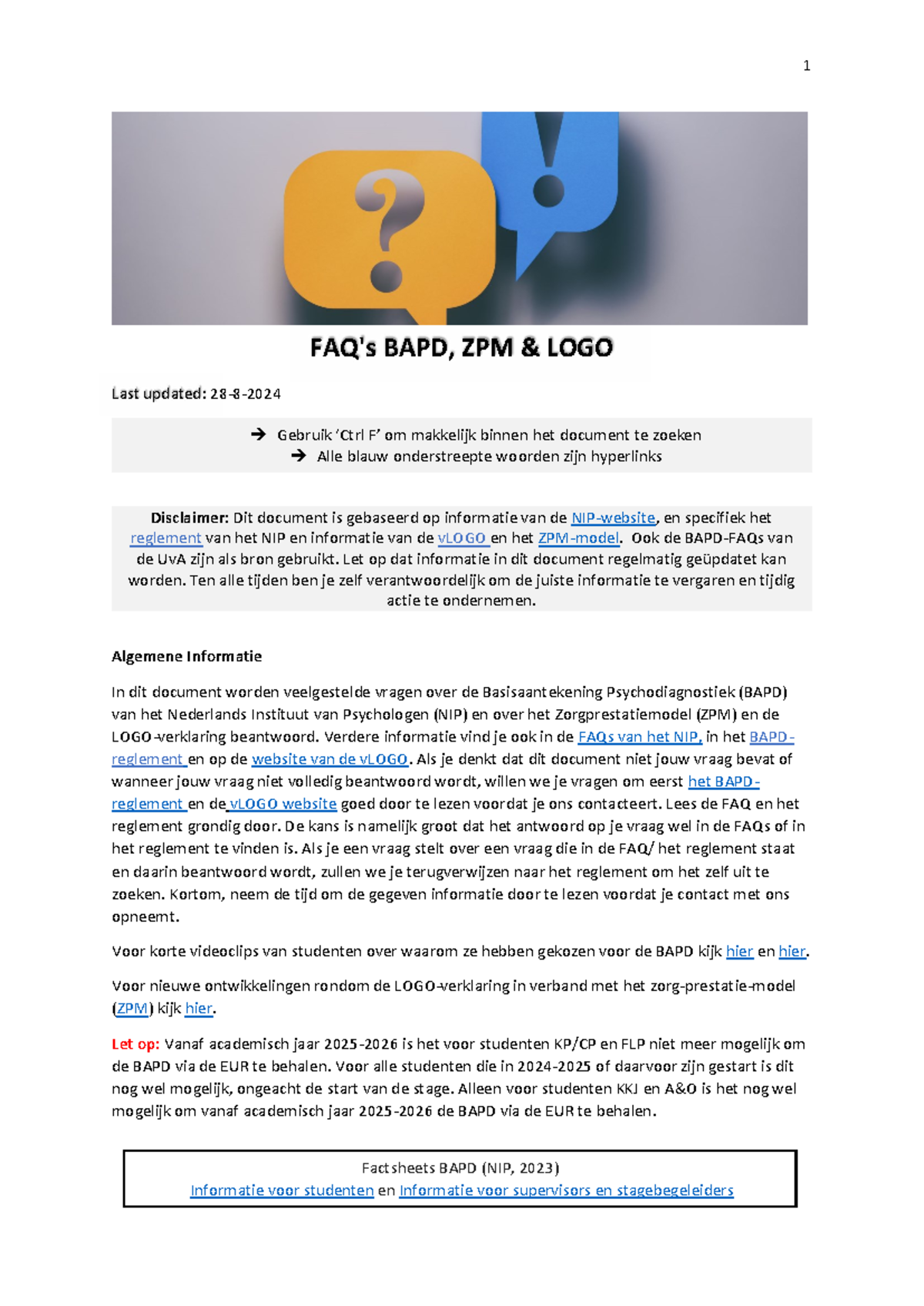 FAQs BAPD & ZPM LOGO: Informatie voor Studenten en Supervisors ...