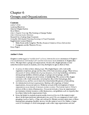 Chapter 3 - Chapter 3 Socialization: From Infancy to Old Age Author’s Note This is the first ...