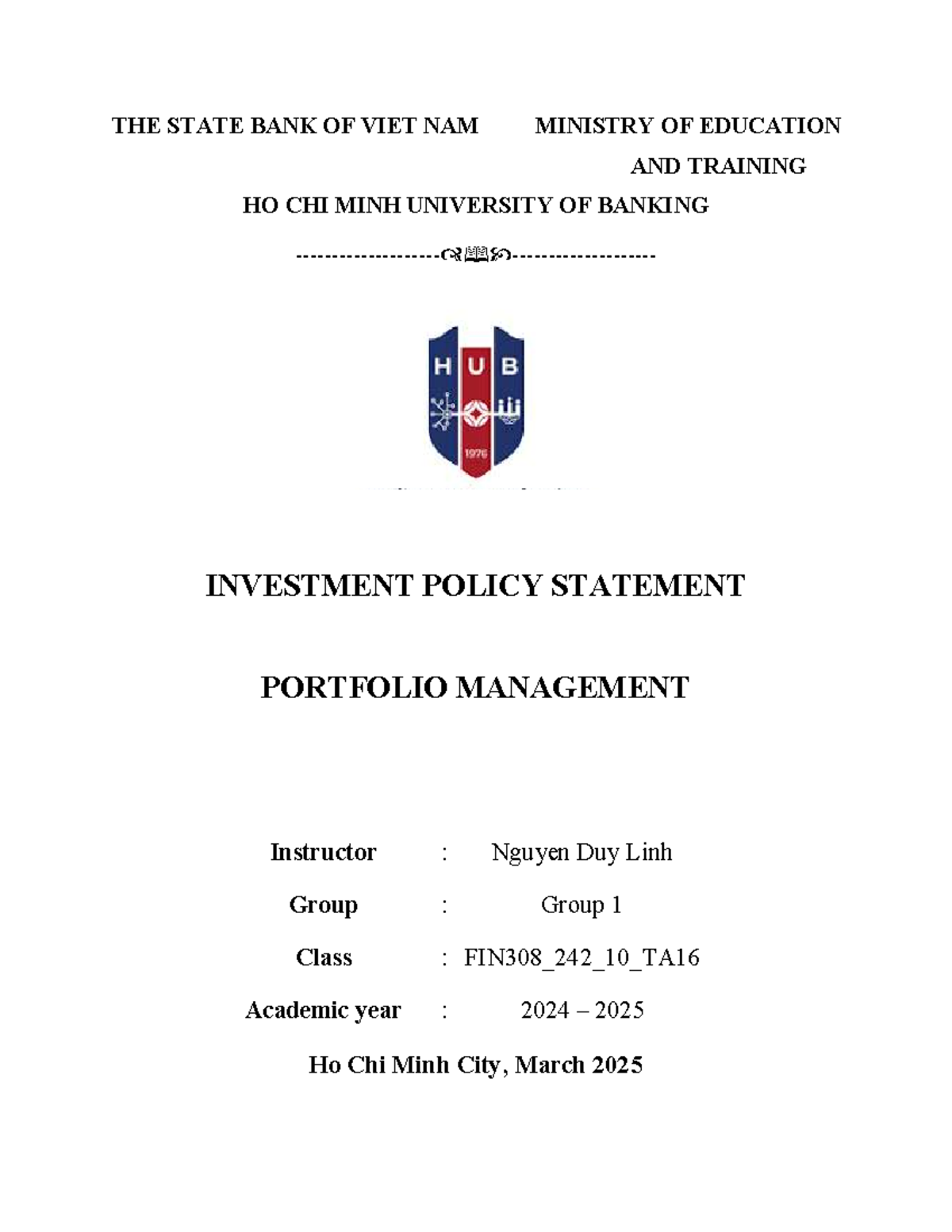 FIN308_242_10_TA16 Investment Policy Statement for Portfolio Management ...