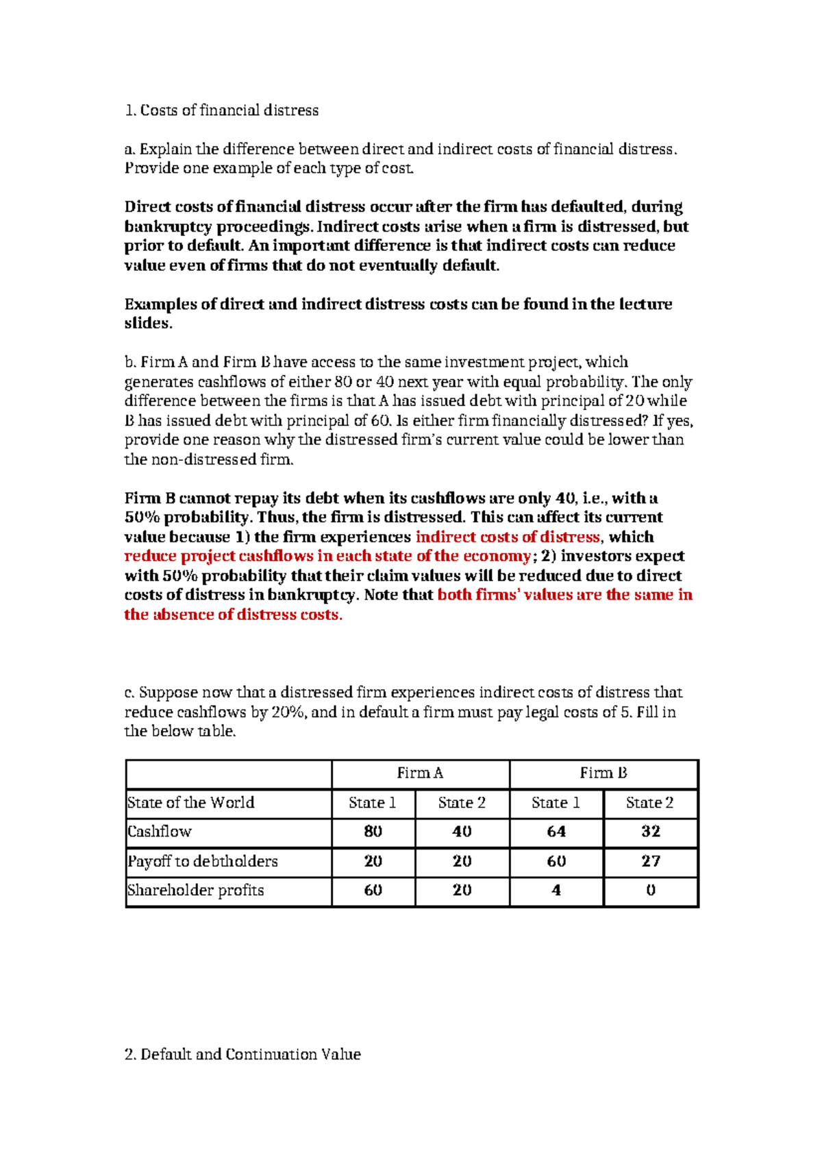 Financial Distress Costs and Firm Value Analysis (FIN 2025) - Studeersnel