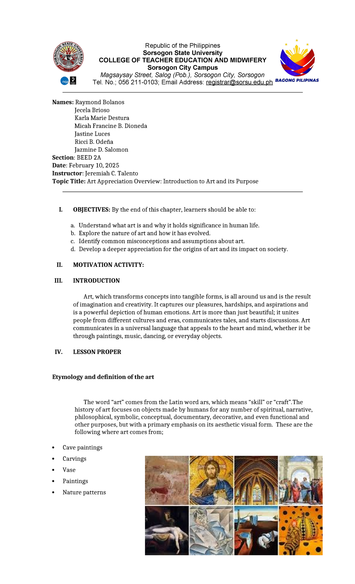 BEED 2A Art Appreciation Overview: Understanding Art's Significance ...