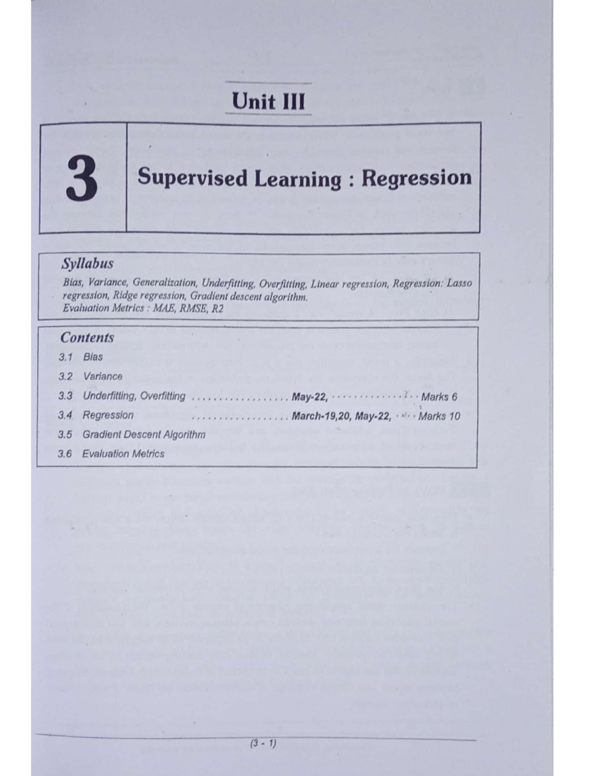 Tecnhical - Notes - Unit 3 Supervised Learning : Regression Syllabus ...