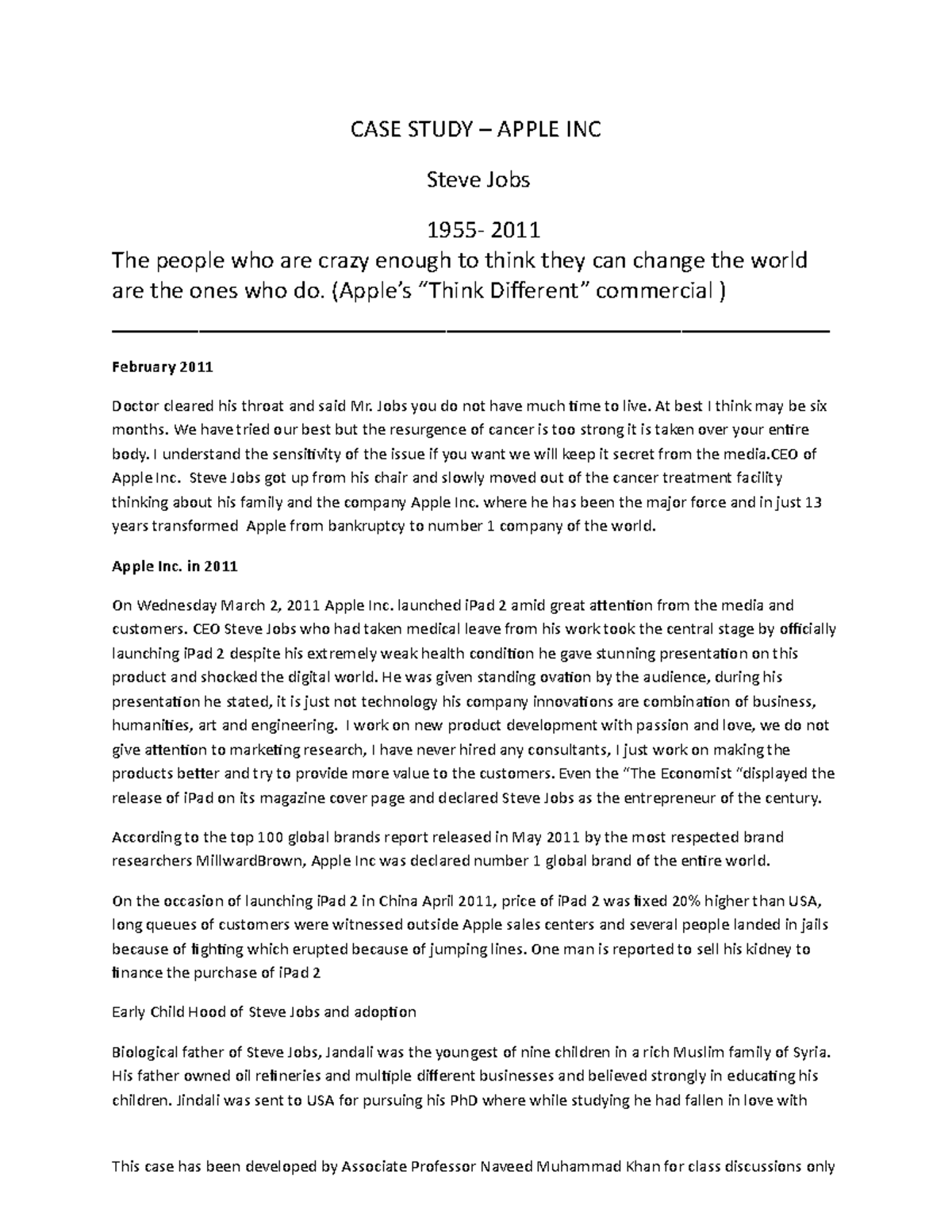 Case Study: The Impact of Steve Jobs on Apple Inc - Business ...