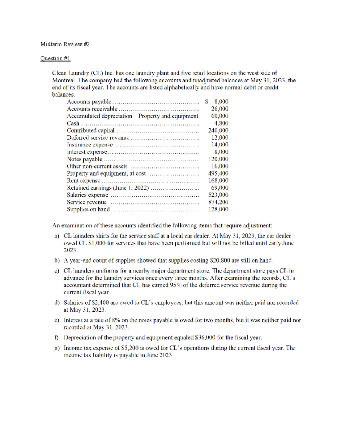 Midterm Review Questions for Accounting (Course Code: e96a451f) - Studocu