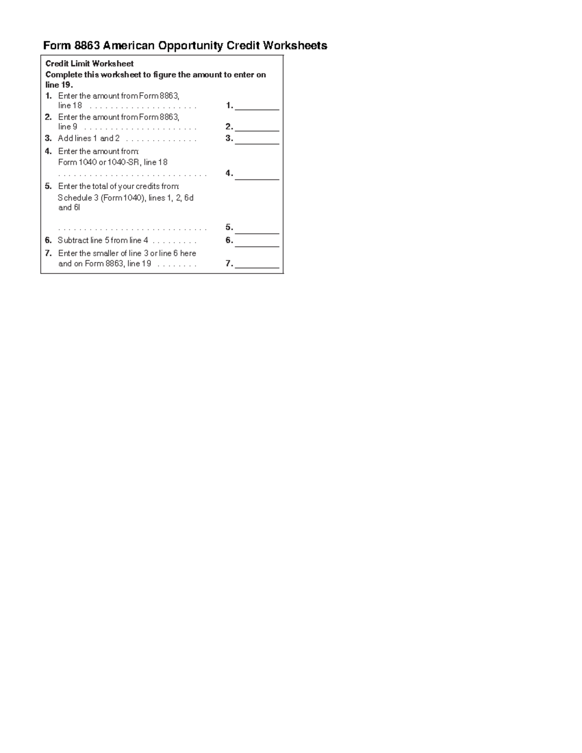 Federal Worksheets - American Opportunity Credit (2024-04-13) - Studocu