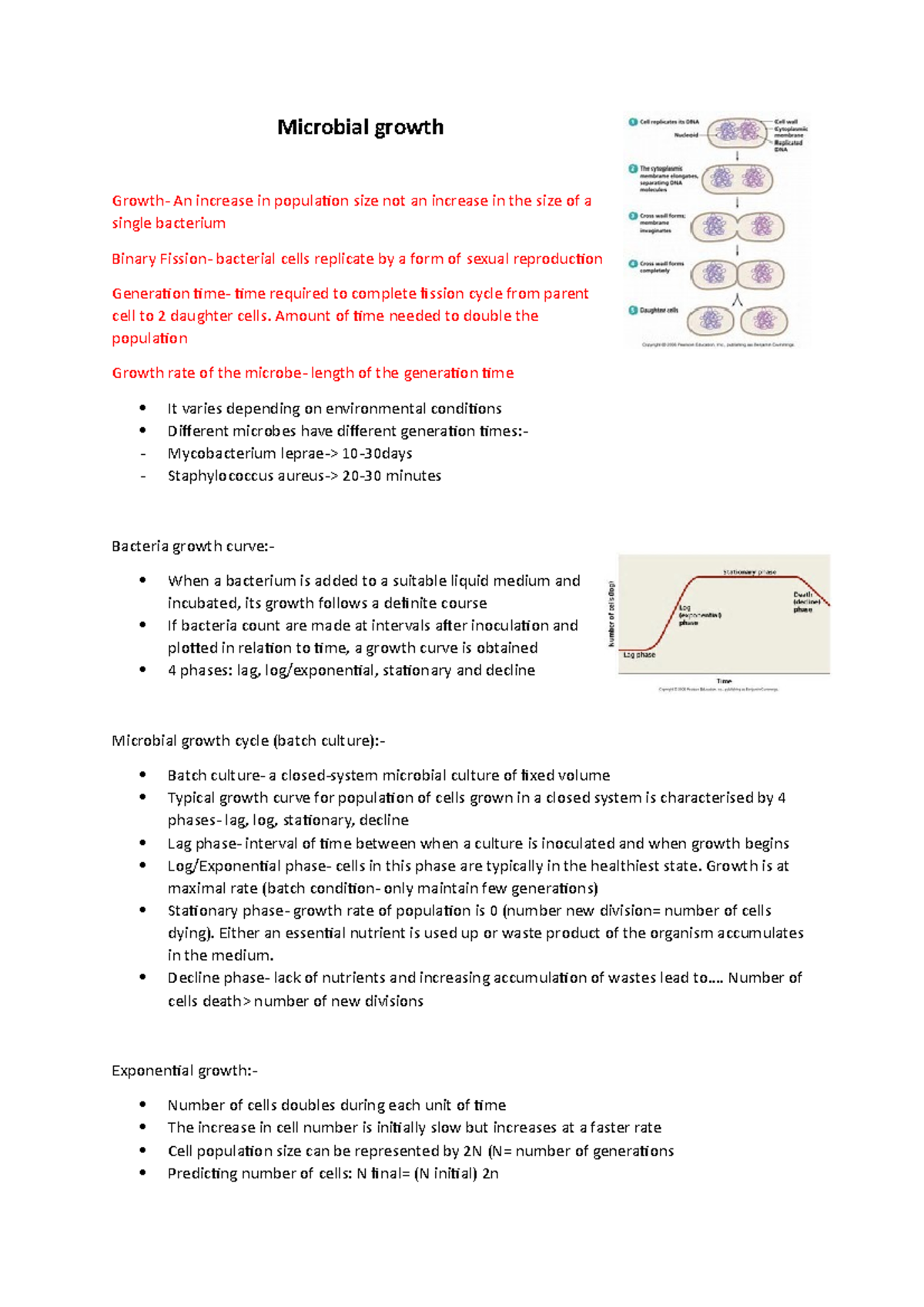 Microbial Growth Lecture 4 Notes: Key Concepts in Microbiology - Studocu