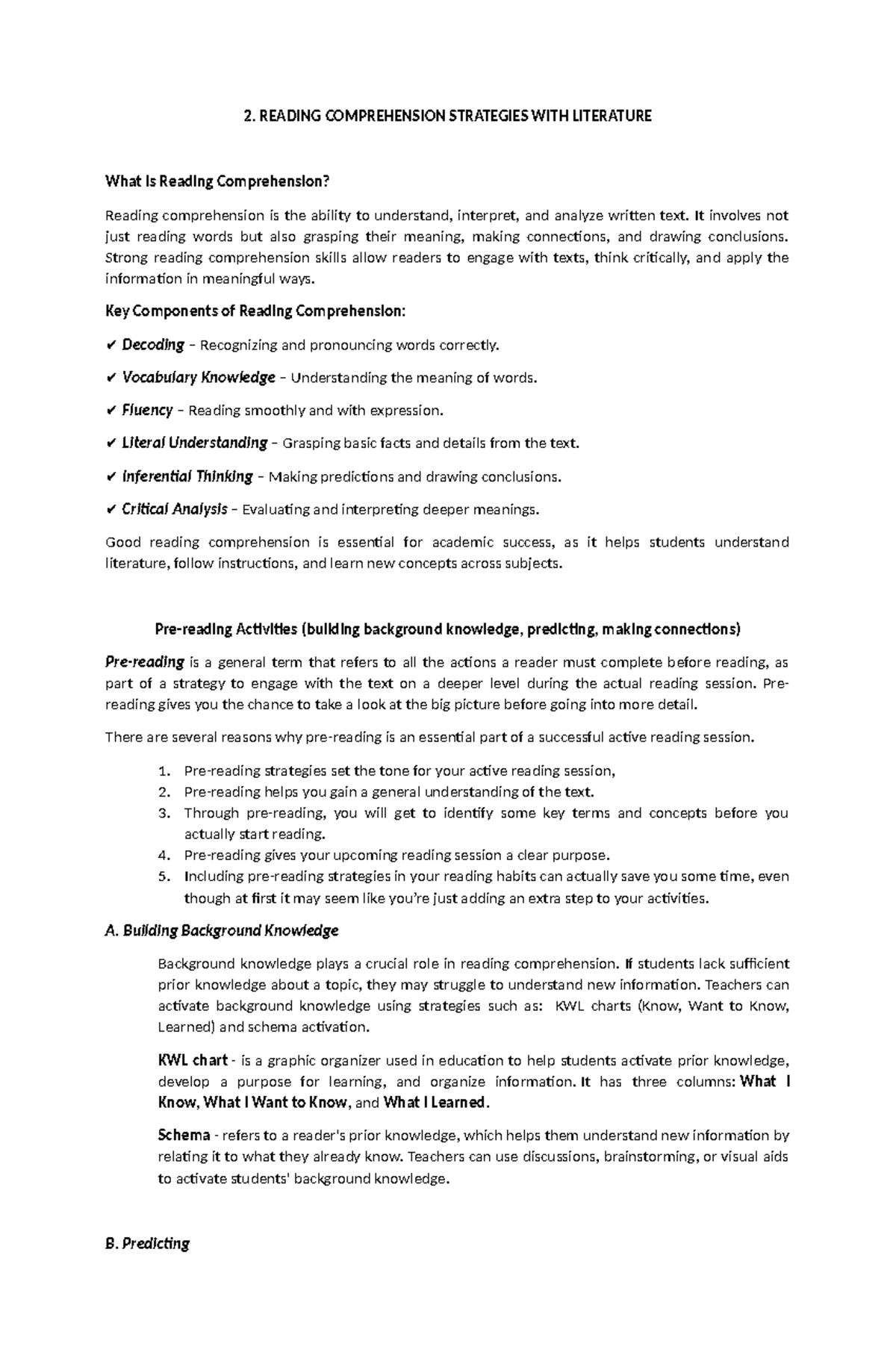 English report - edited - 2. READING COMPREHENSION STRATEGIES WITH ...