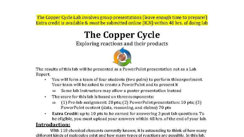 Cu Cycle Lab: Group Presentation & PowerPoint Guide (Fall 2025) - Studocu