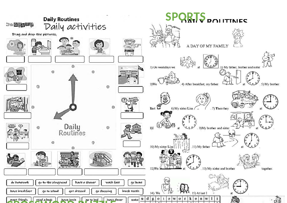 Daily Routines: Sports Activities for 3rd Grade Students - Studocu