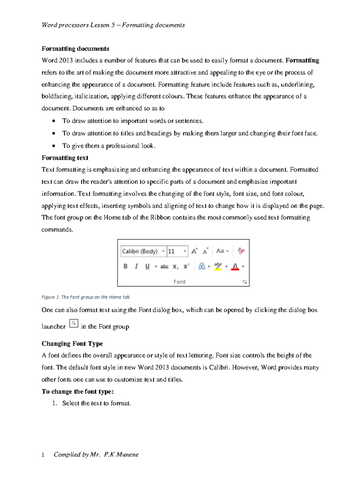 Ms word 1 - Lecture notes 1,2,3,4 - Assignment Ms Word tools and there ...