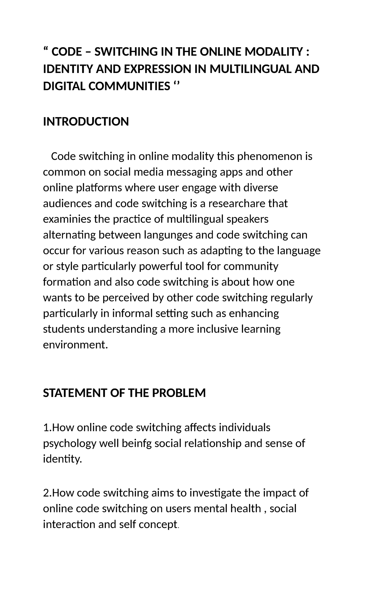 CODE SWITCHING IN ONLINE MODALITY: IDENTITY & EXPRESSION - FLORDELIZ ...