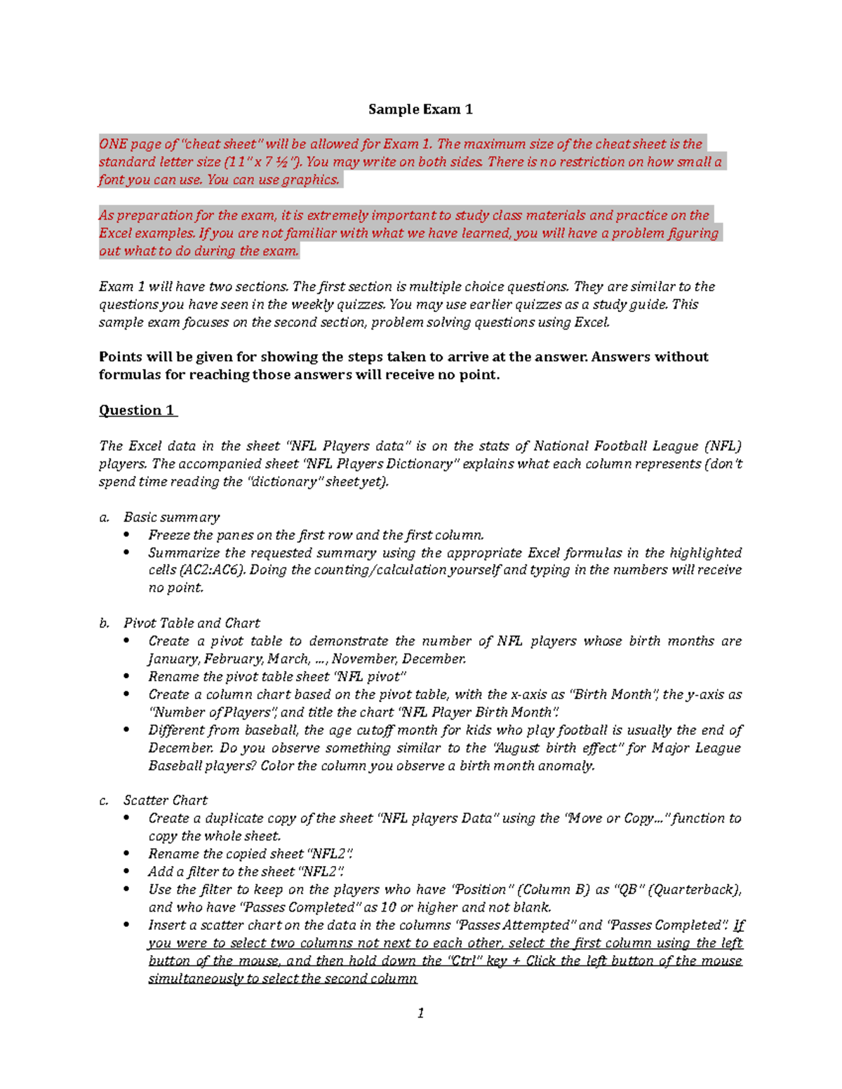MARK 3338 Sample Exam 1 Questions & Excel Problem Solving Guide - Studocu