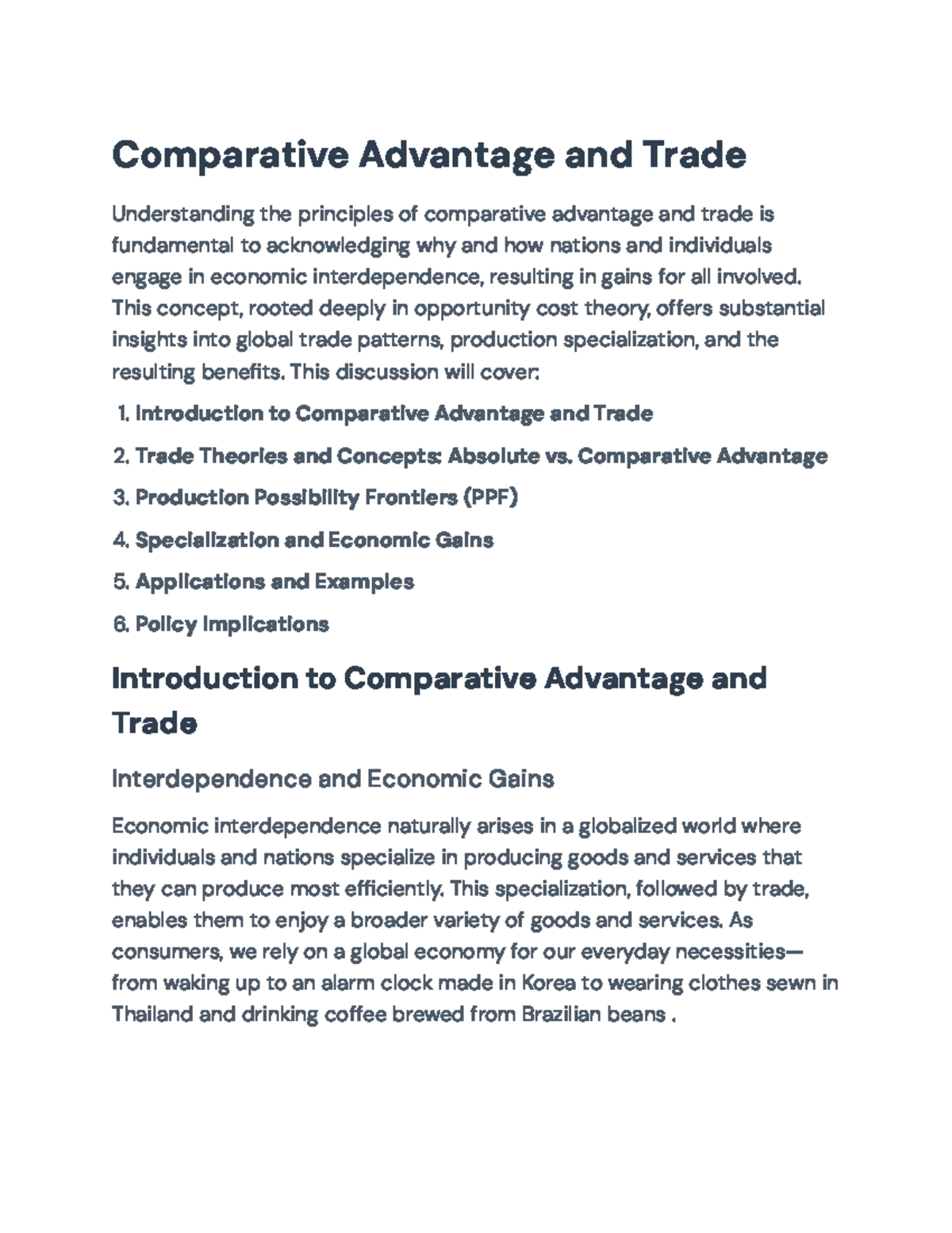 Comparative Advantage and Trade: Insights into Economic Interdependence ...