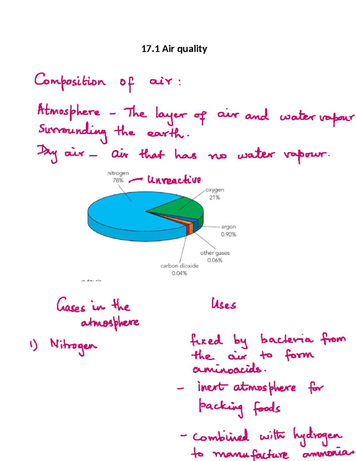 Air Quality Notes 17: Composition, Pollutants, and Effects - Studocu