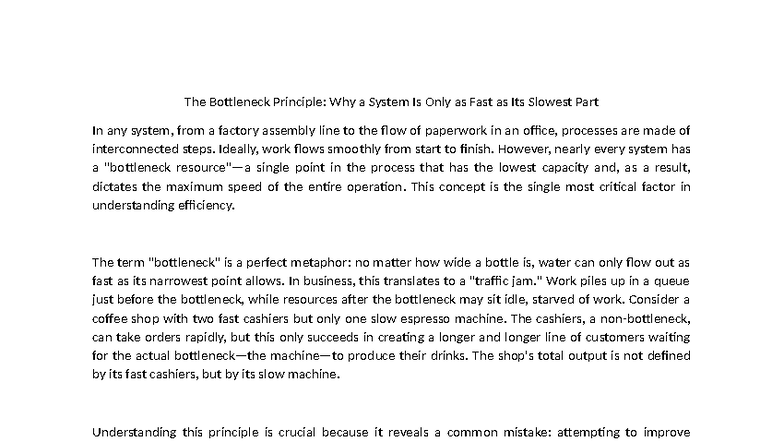 The Bottleneck Principle: Understanding System Efficiency and Flow ...